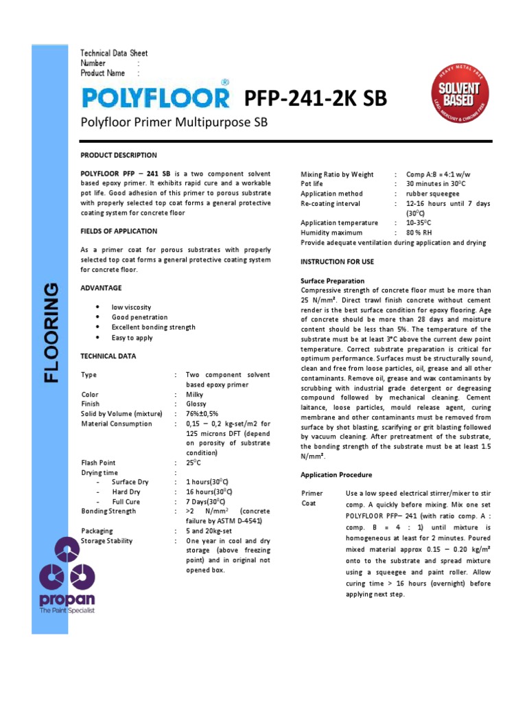 TDS - Propan PFP-241-2K | PDF | Epoxy | Concrete