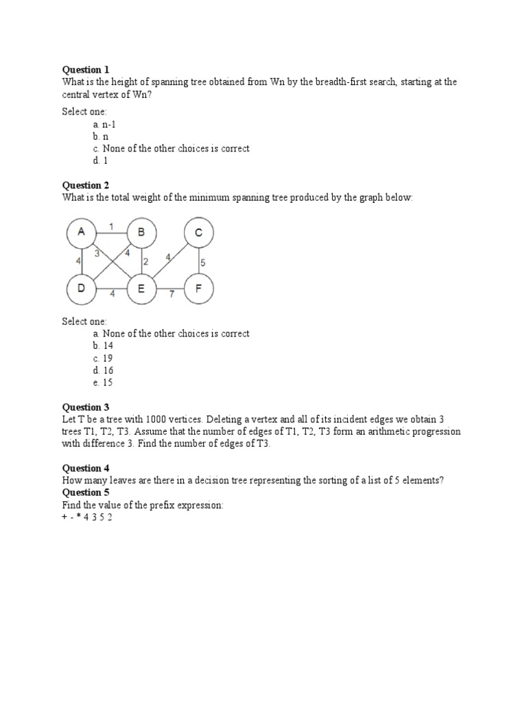 Analysis of Graph Theory and Data Structure Problems: Examining ...