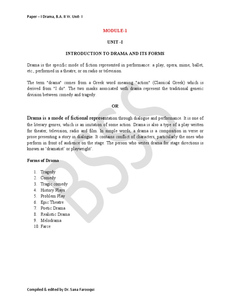 Introduction to Drama Forms | PDF | Tragedy | Play (Theatre)