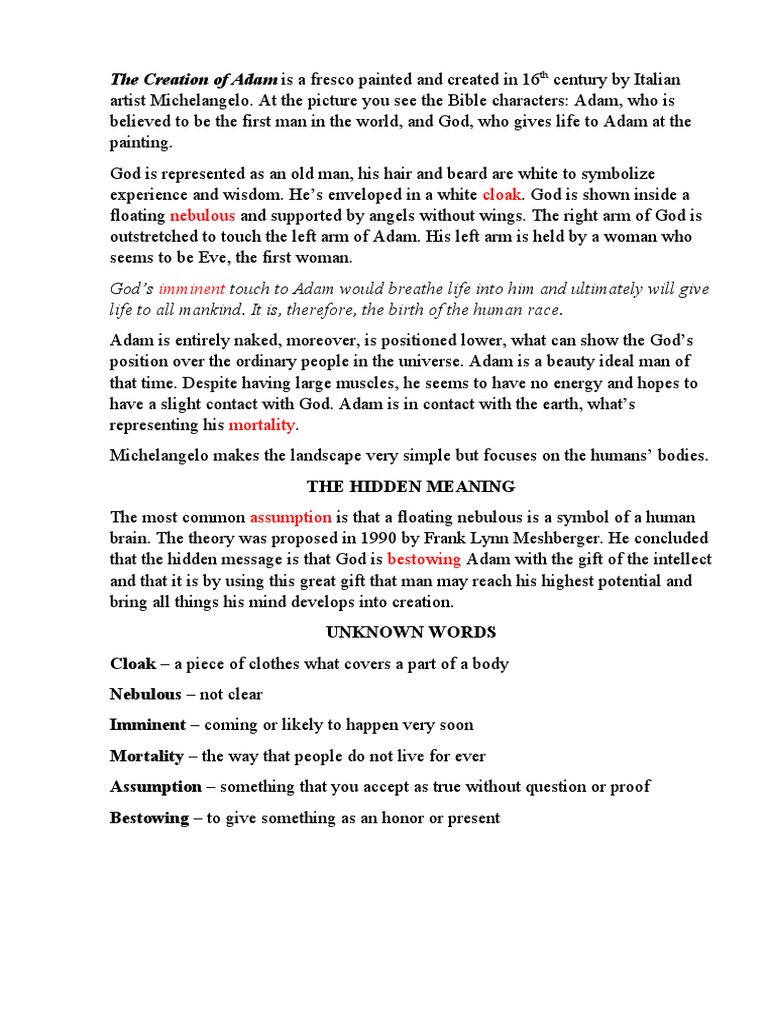 The Creation of Adam Is A Fresco Painted and Created in 16th Century by ...