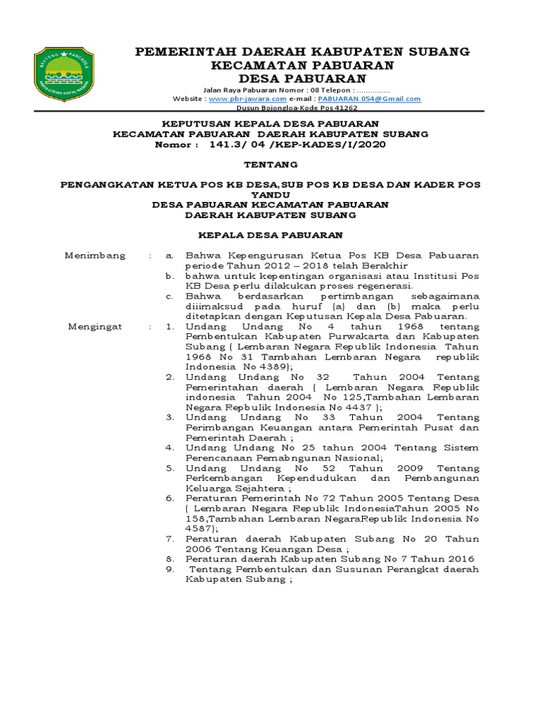 Kepdes Pos KB & Sub Pos KB Desa & Kader Desa Pemerintah Kabupaten ... Kepdes Pos KB & Sub Pos KB Desa & Kader Desa Pemerintah Kabupaten ...