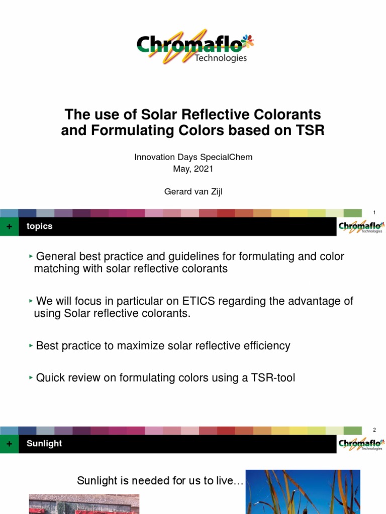 The Use of Solar Reflective Colorants and Formulating Colors Based On ...