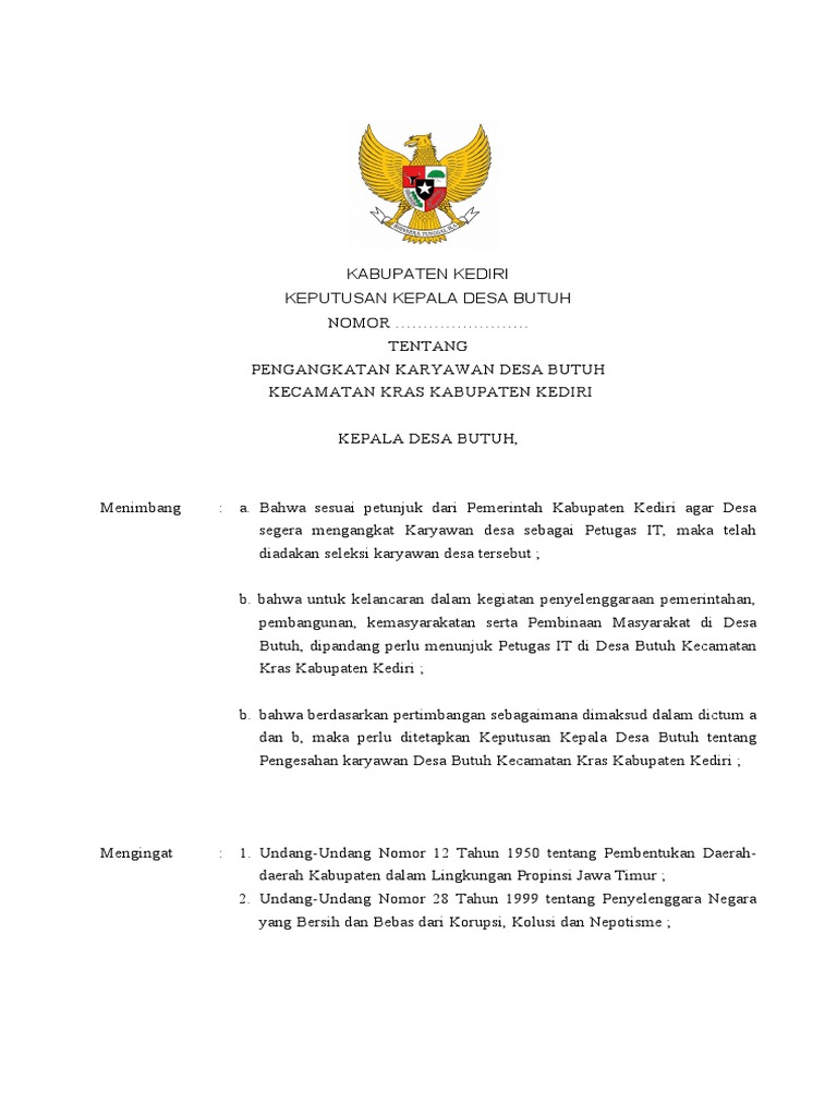 Pengangkatan Karyawan IT Desa Butuh | PDF | Pengelolaan Keuangan & Uang