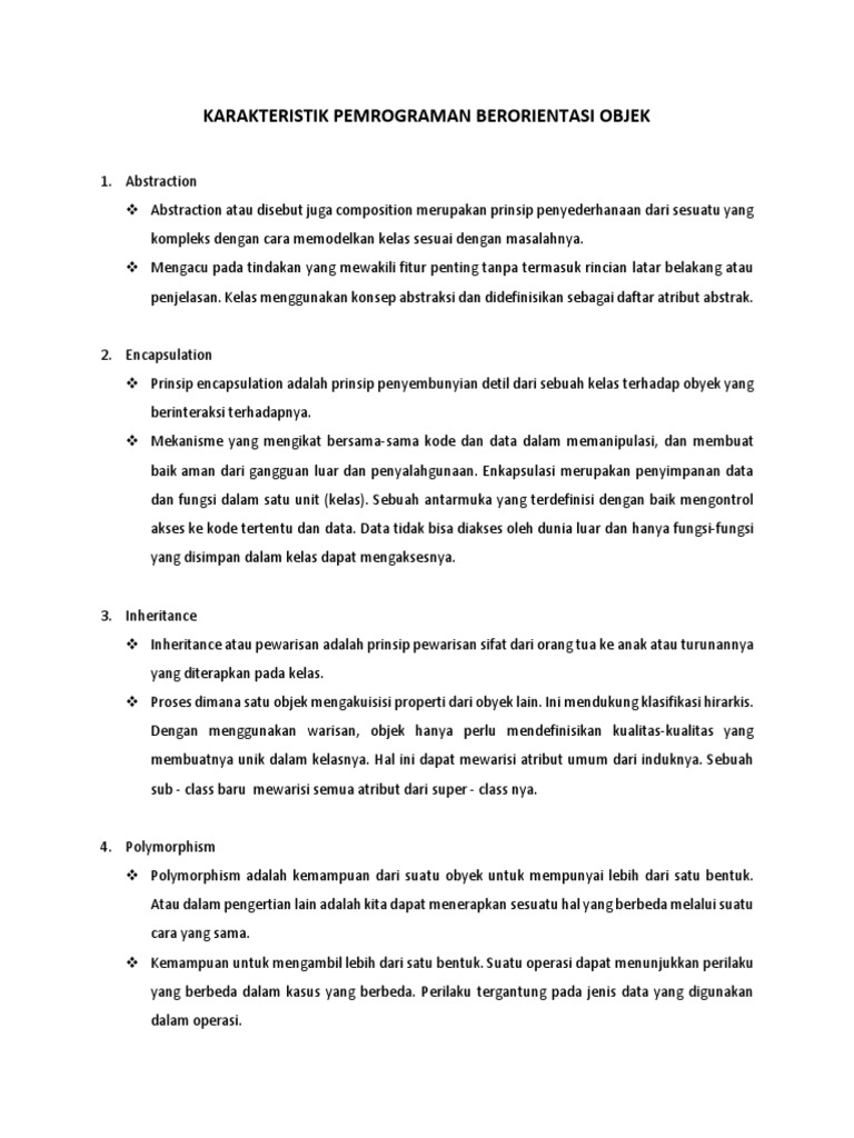 Tugas 1 - Karakteristik Pemrograman Berorientasi Objek | PDF