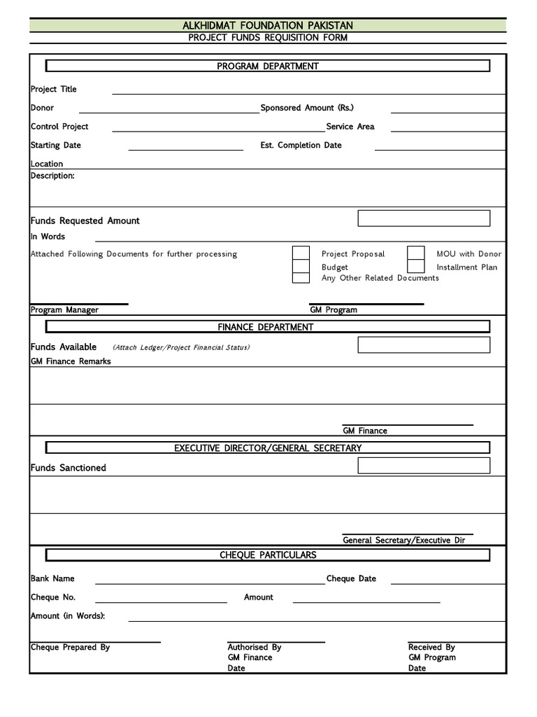 Funds Requisition Form | PDF | Cheque | Banks