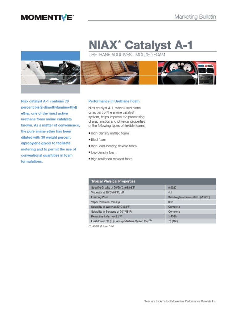 Niax Catalyst A-1: Marketing Bulletin | PDF | Polyurethane | Catalysis