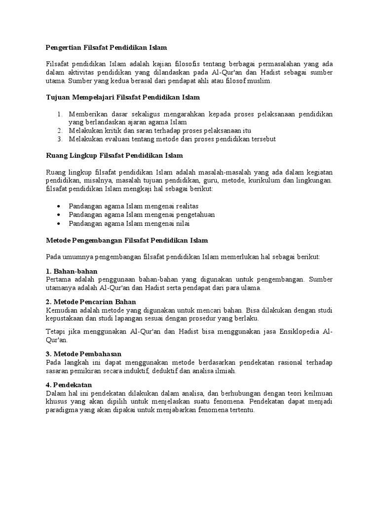 Pengertian Filsafat Pendidikan Islam | PDF