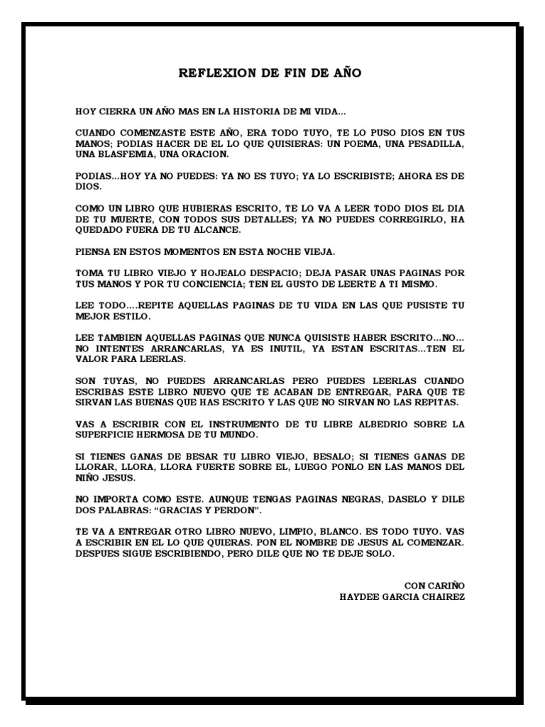 Reflexion de Fin de Año | PDF