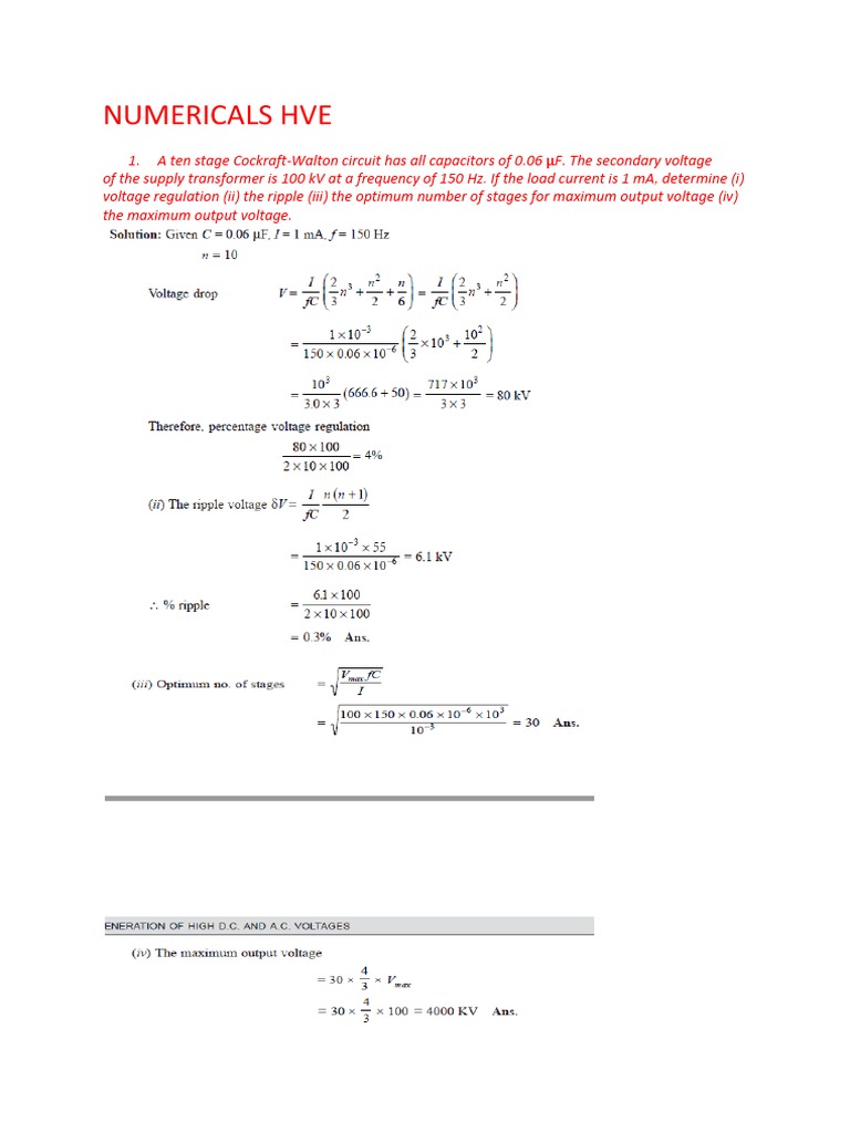 Numericals Hve | PDF | Capacitor | Transformer