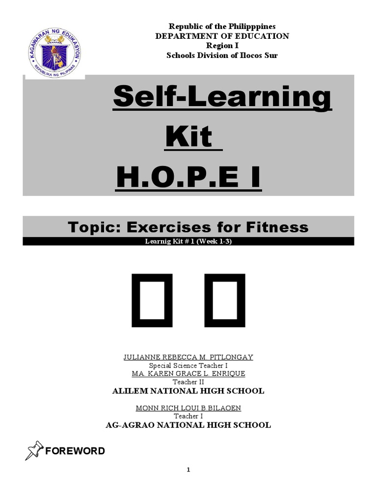 Self-Learning Kit H.O.P.E I: Topic: Exercises For Fitness | PDF ...