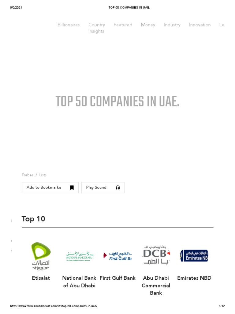 Top 50 Companies in Uae | PDF | United Arab Emirates | Forbes