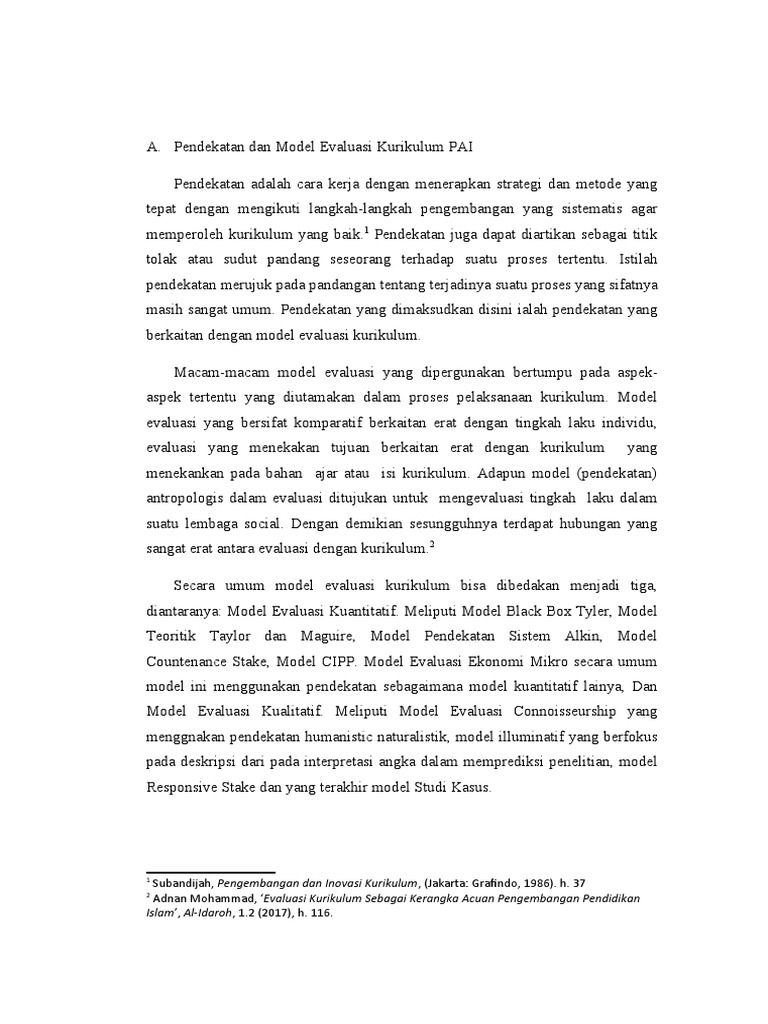 Bahan Pendekatan Dan Model Evaluasi Kurikulum PAI | PDF | Karier & Perkembangan | Bisnis