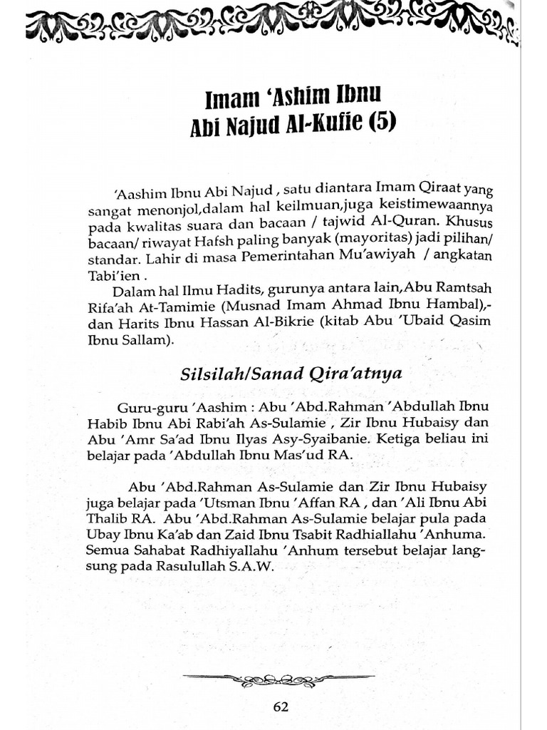 Kaedah Umum Imam 'Ashim Riwayat Syu'bah Dan Hafash | PDF