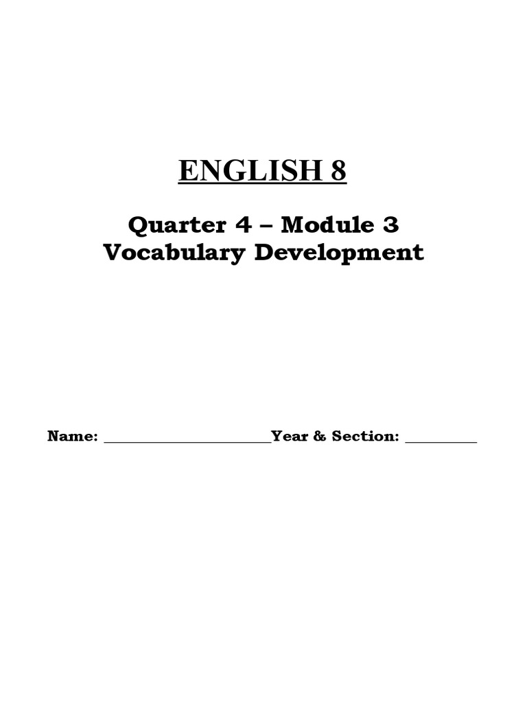 English 8: Quarter 4 - Module 3 Vocabulary Development | PDF ...