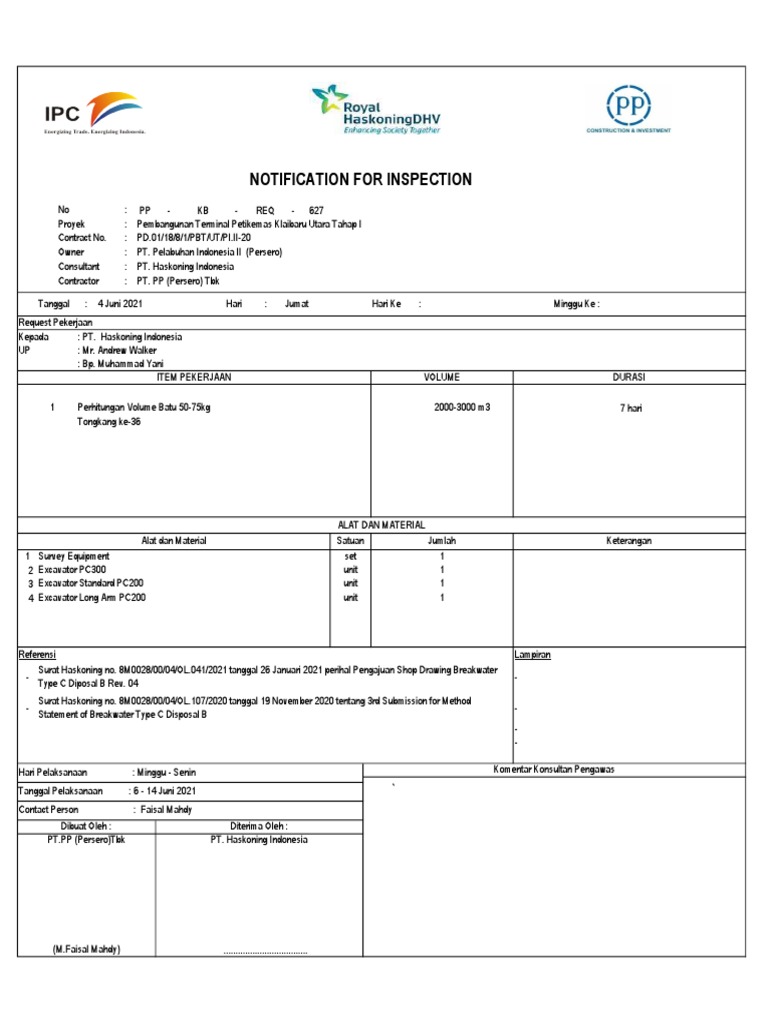 Notification For Inspection | PDF