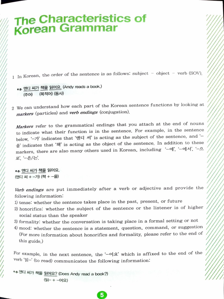 Korean SOV Structure and Grammar Basics | PDF | Verb | Linguistic Typology