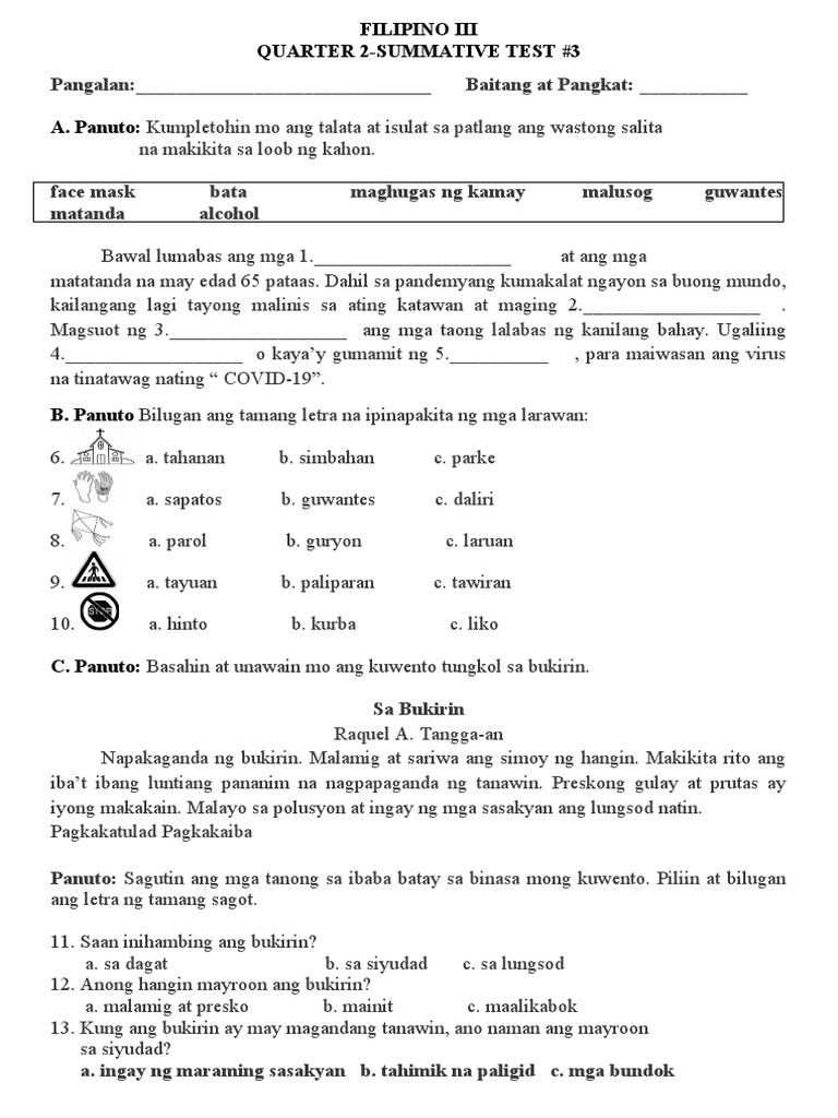 3rd Summative FILIPINO III | PDF