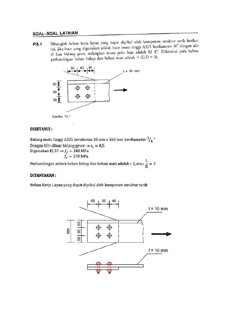 Latihan Soal Sambungan Baut | PDF