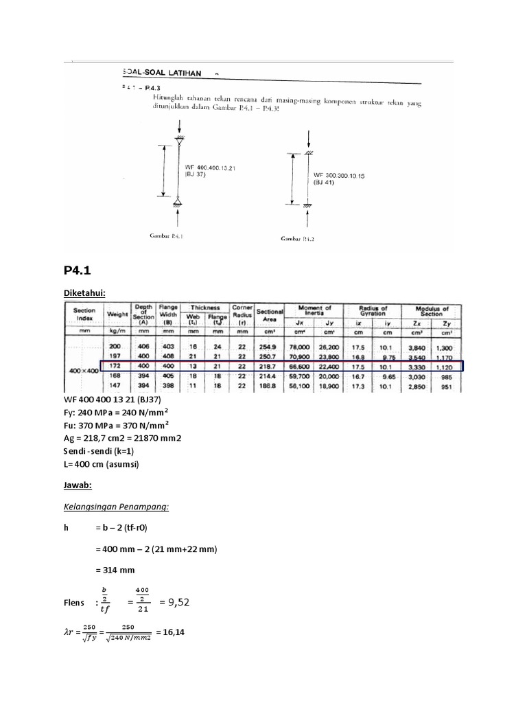 Tugas Batang Tekan Struktur Baja | PDF | Teaching Methods & Materials