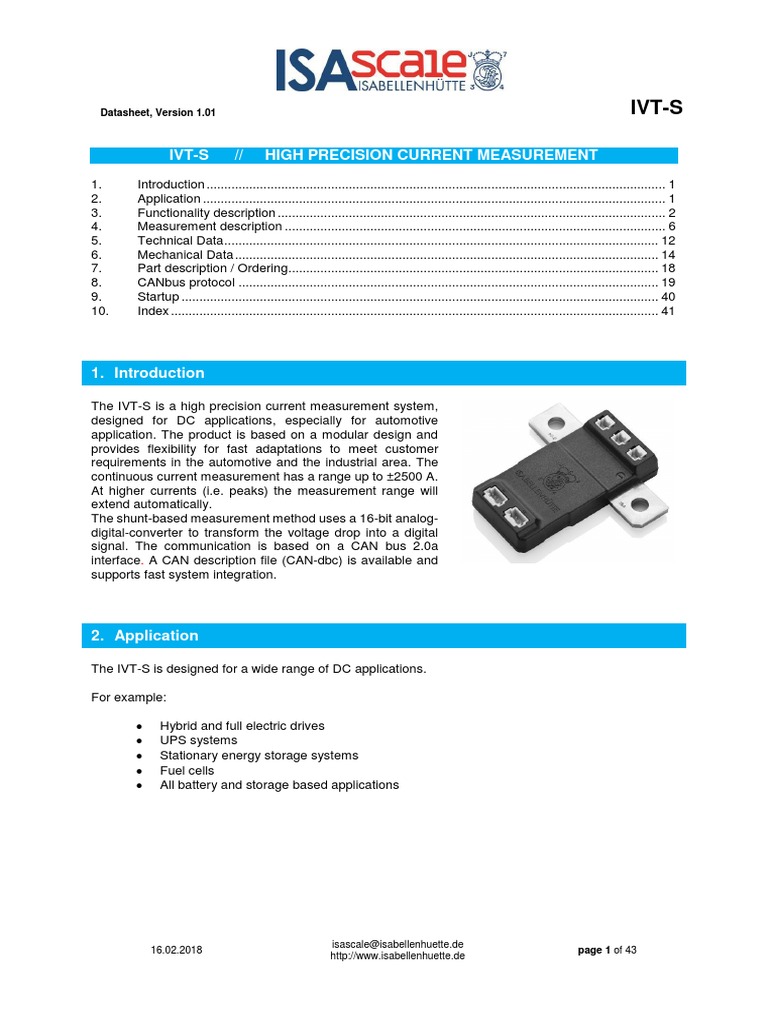 Datasheet IVT-S V1.01 | PDF | Analog To Digital Converter | Sampling (Signal Processing)