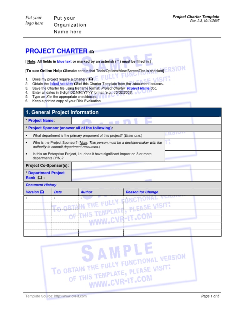 Project Charter Template Guide | PDF | Return On Investment | Strategic ...