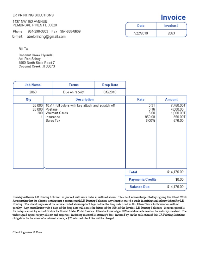 Coconut Creek Hyundai | PDF | Invoice | Services (Economics)
