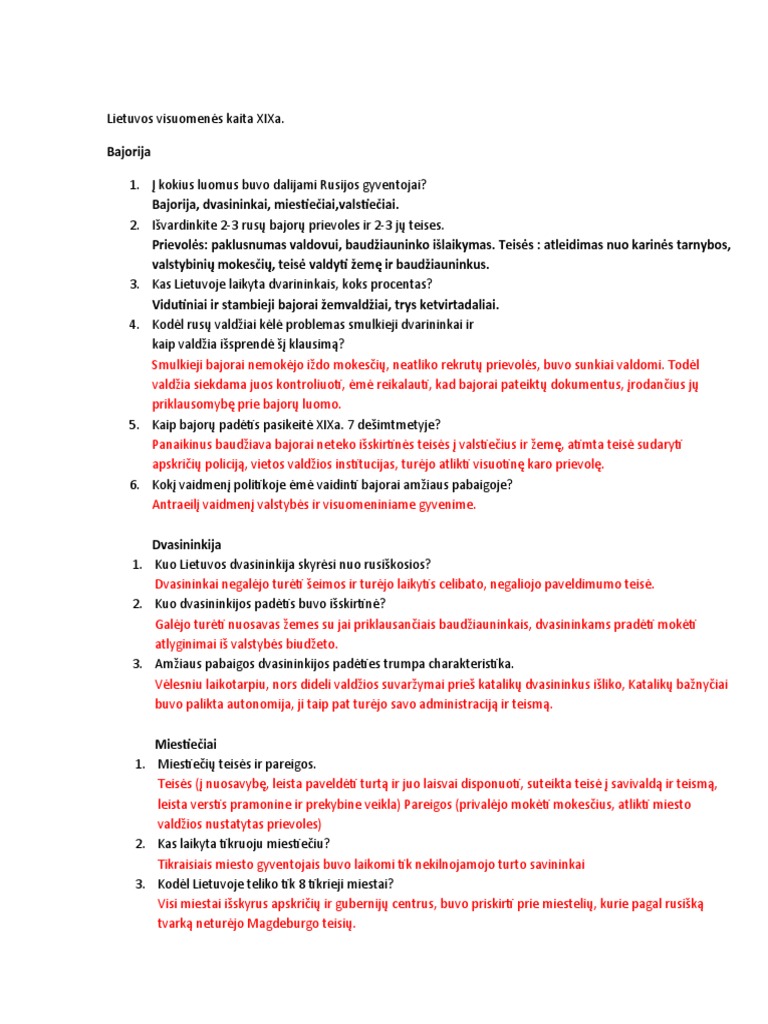 Lietuvos Visuomenės Kaita XIXa | PDF