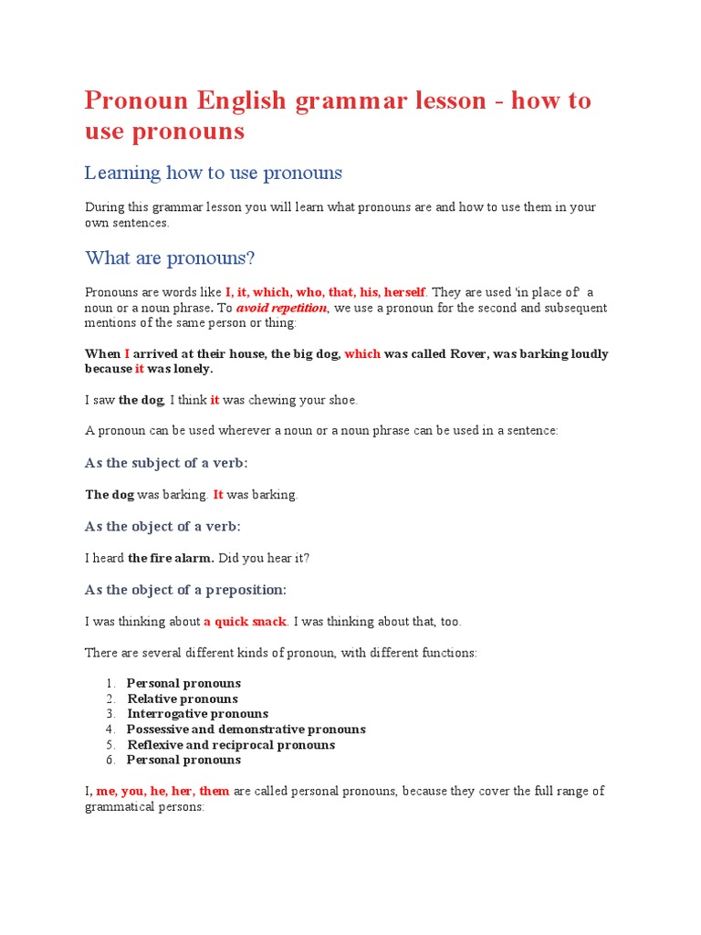 Understanding English Pronouns Guide | PDF | Pronoun | English Grammar