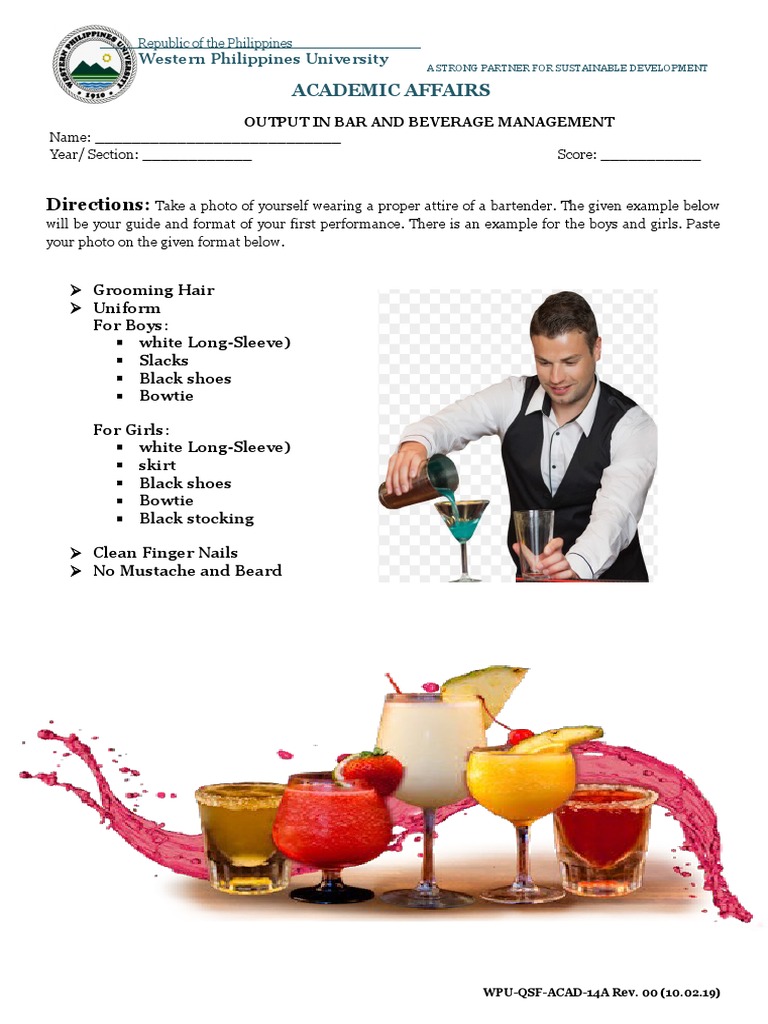 BAr and Beverage Management ACTIVITY 1 | PDF | Clothing | Human Appearance
