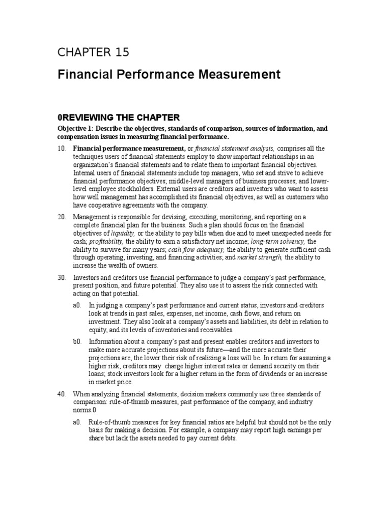 Financial Performance Measurement: 0reviewing The Chapter | PDF ...