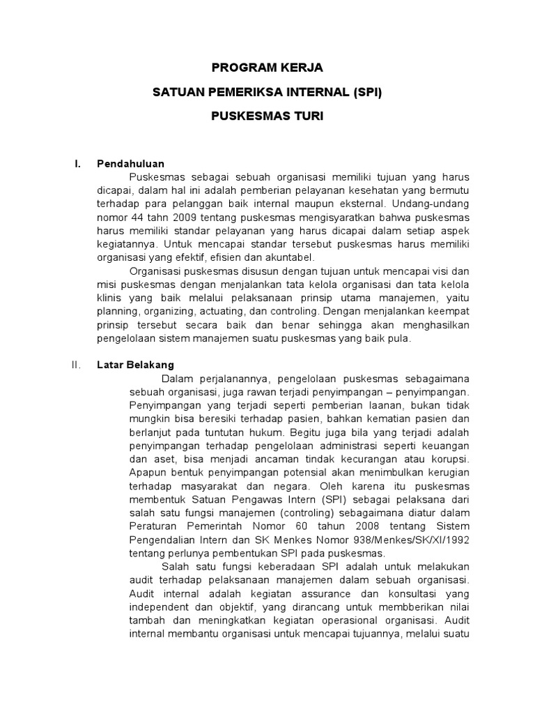 Program Kerja Spi | PDF