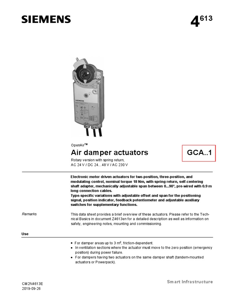 Gca 126.1e Damper Actuator | PDF | Alternating Current | Power Supply