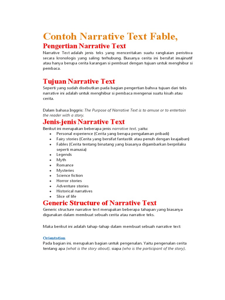 Contoh Narrative Text Fable | PDF | Seni & Disiplin Bahasa | Puisi