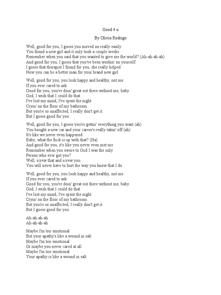 Good 4 U by Olivia Rodrigo | PDF