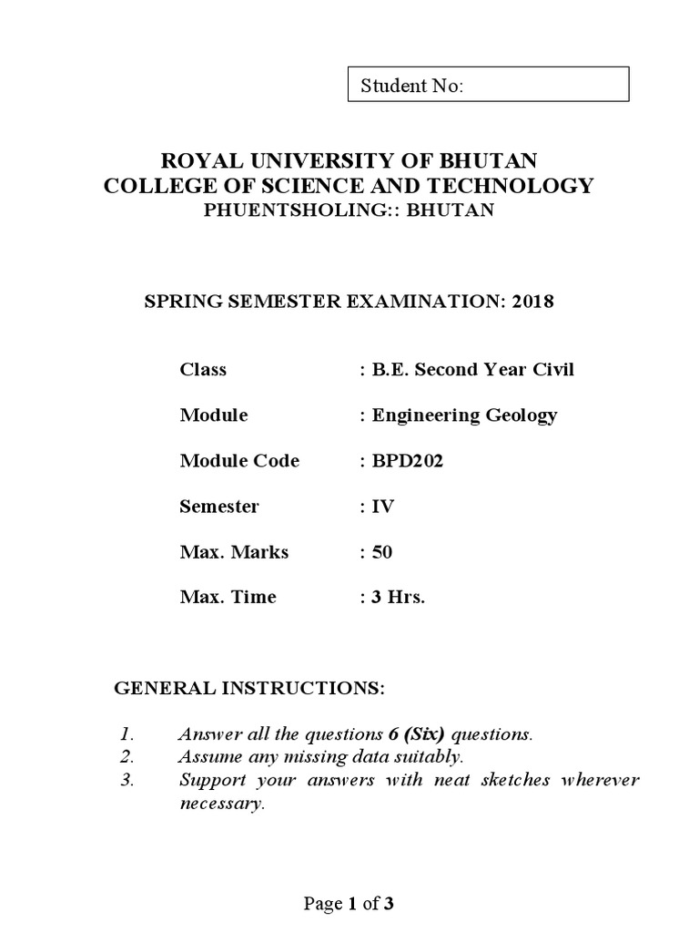 Royal University of Bhutan College of Science and Technology | PDF ...