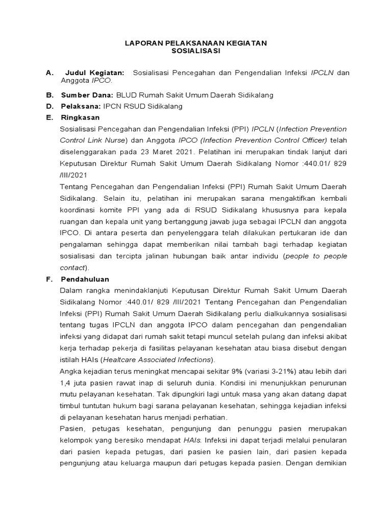 Sosialisasi PPI RSUD Sidikalang | PDF | Pengembangan Diri | Sains ...