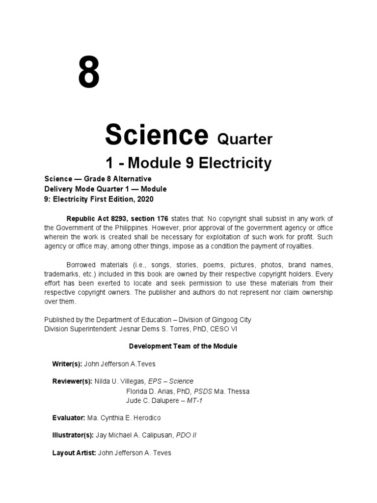 Science8 q1 Mod9 Electricty v3 | PDF | Series And Parallel Circuits ...
