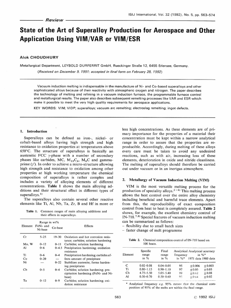 Vimivar: Vim/Esr | PDF | Refractory | Alloy