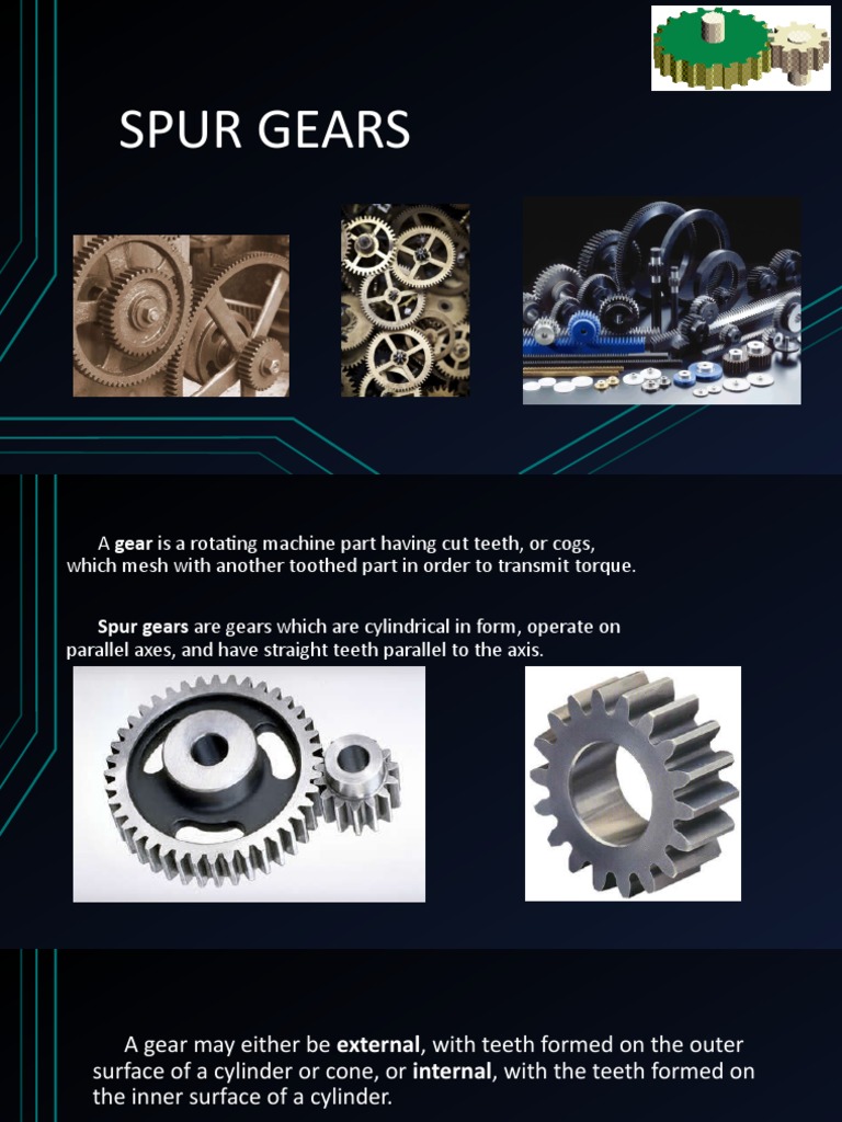 Spur Gears - Slides | PDF | Gear | Mechanical Engineering