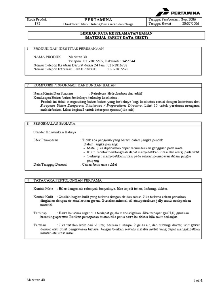 MSDS Meditran 30 | PDF