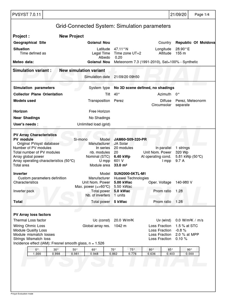 Pvsyst Trial Pvsyst Trial Pvsyst Trial Pvsyst Trial: Grid-Connected System: Simulation ...