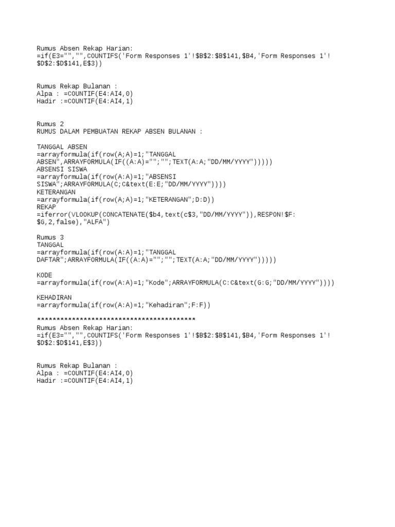 Rumus Absen | PDF