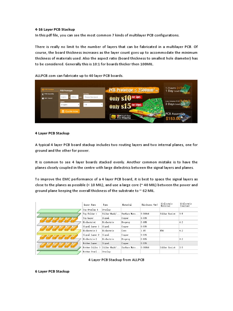 4-16 Layer PCB Stackup | PDF