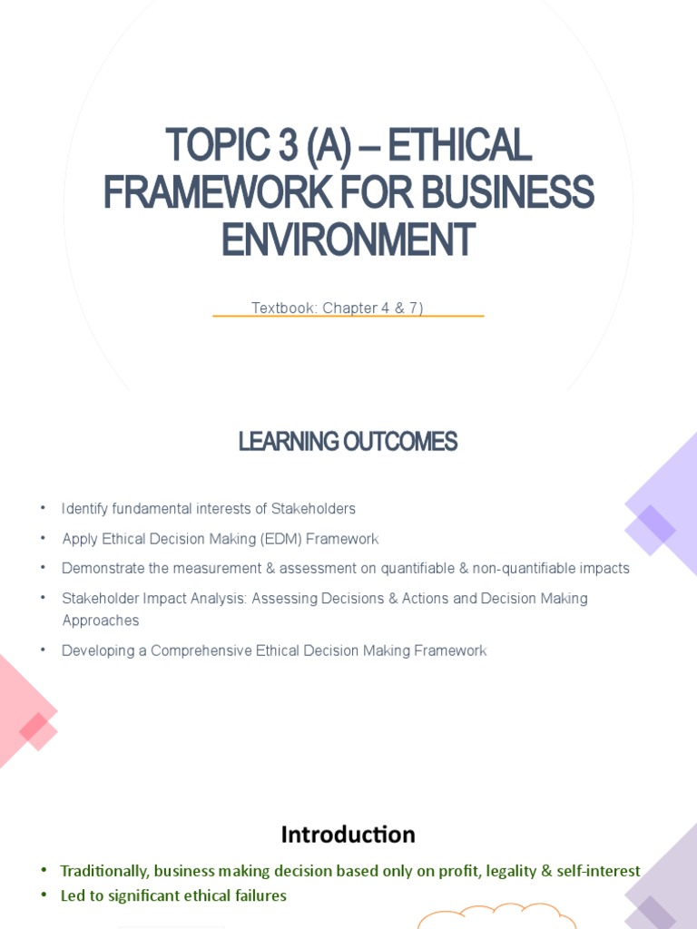 Chapter 3. Ethical Framework For Business Environment (17052021) | PDF ...