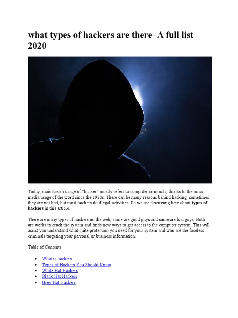 What Types of Hackers Are There-A Full List 2020: Hackers in This ...
