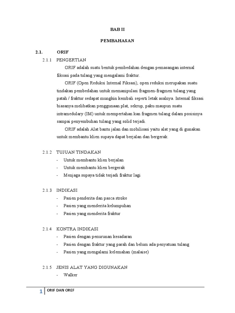 ORIF dan OREF: Prosedur dan Indikasi | PDF
