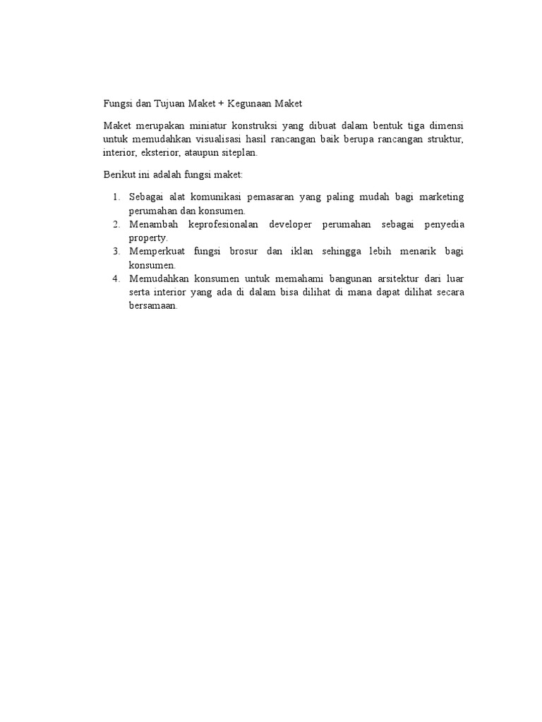 Fungsi Dan Tujuan Maket | PDF | Seni