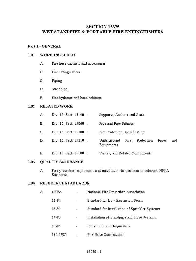 Wet Standpipe & Fire Extinguishers Guide | PDF | Pipe (Fluid Conveyance ...