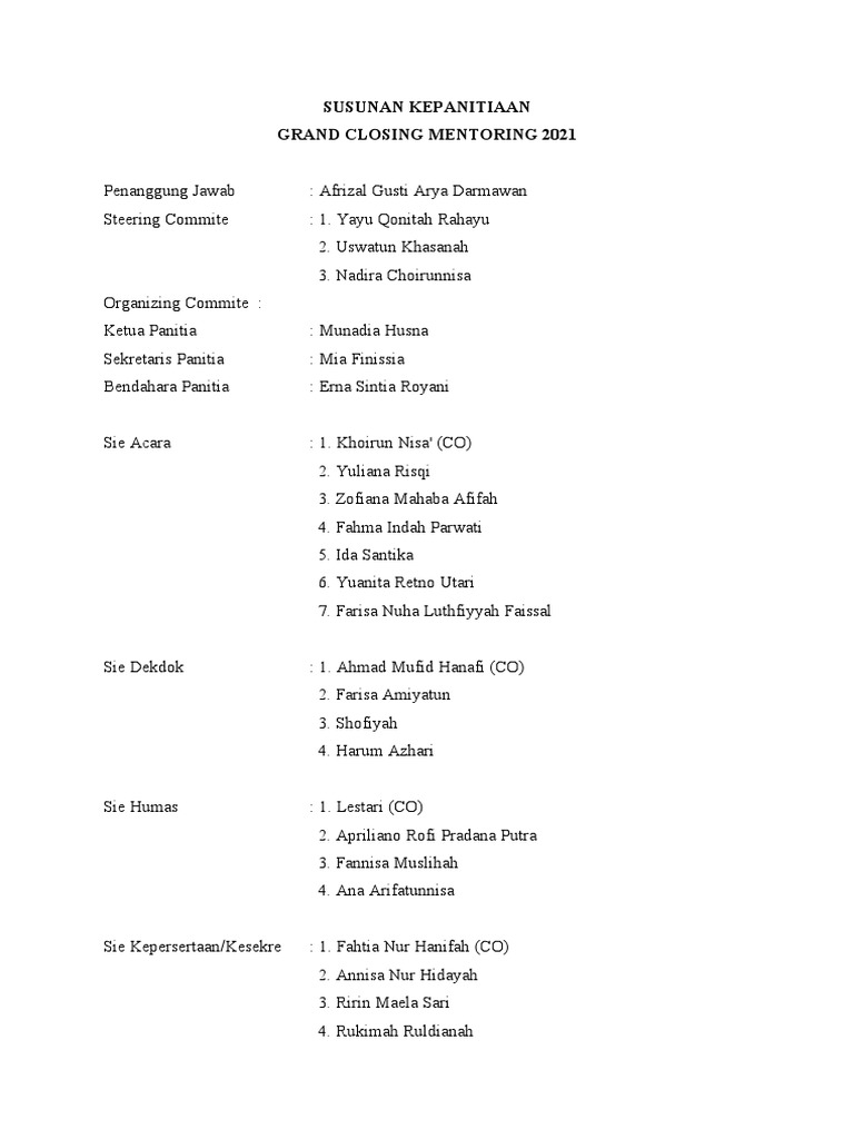 Panitia Grand Closing-1 | PDF