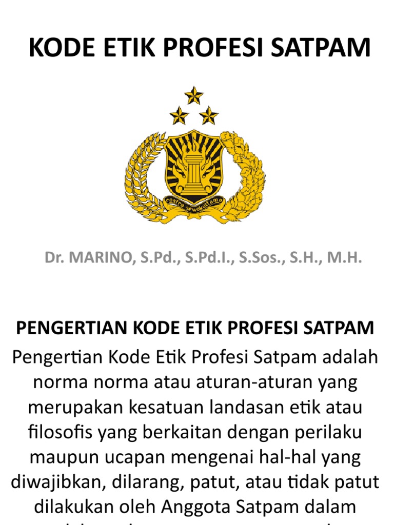 Kode Etik Profesi Satpam | PDF